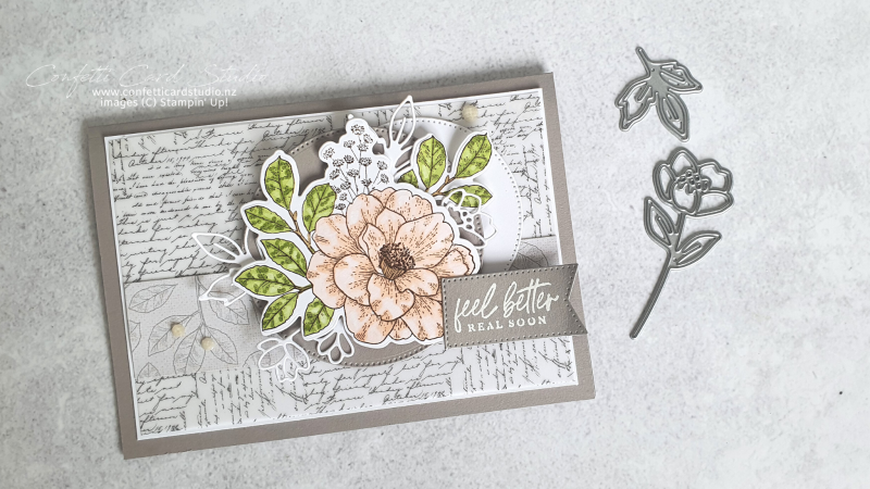 COTTAGE ROSE LAYERED CARD - Confetti Card Studio