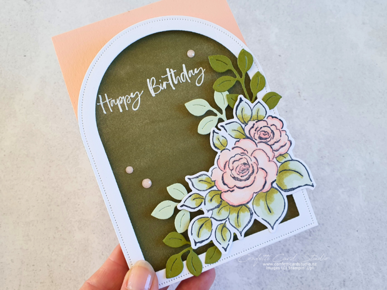 Floral Charm Arched Easel Card - Confetti Card Studio